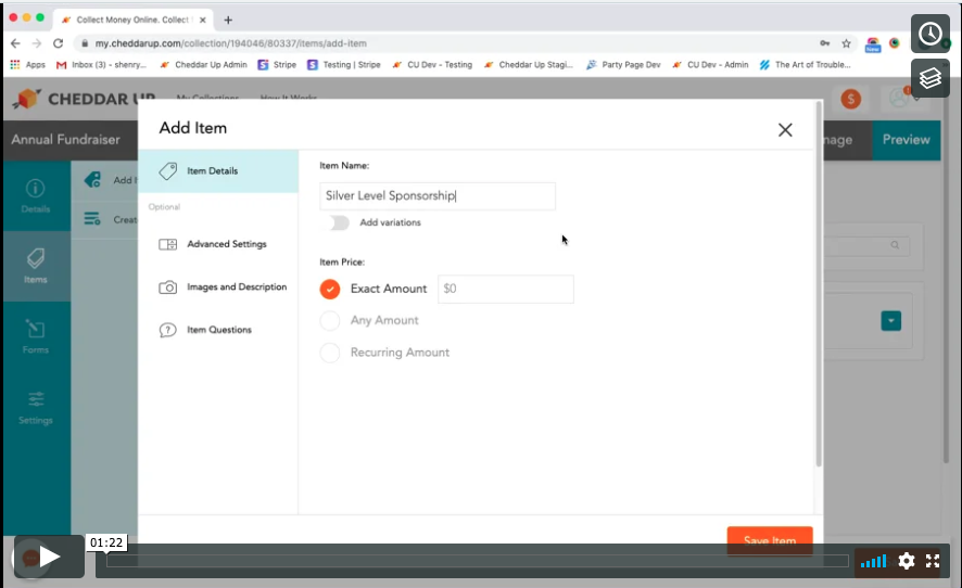 Create items on your collection – Cheddar Up